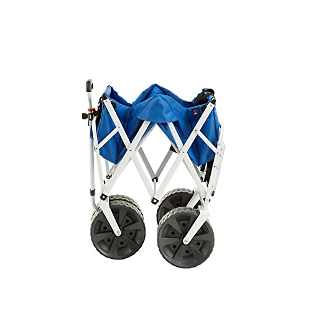 MacSports All Terrain Beach Wagon with Side Table|Heavy Duty Collapsible Folding Cart with Large Wheels for Beach Day, Picnic, Camping, Outdoor Activities | Blue/White