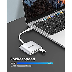 LENTION 3-in-1 USB C Hub with 100W Power Delivery, USB 3.0 & 4K HDMI for 2022-2016 MacBook Pro, New Mac Air/Surface/Chrome/Steam Deck, More, Stable Driver Adapter (CB-C14, Silver)