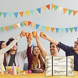 DARUNAXY Black Gold Farewell Party Decorations, We Will Miss You Very Much Alternative Signature Guest Book for Men Women Going Away Gifts Signing Card Board for Retirement Graduation Party Supplies