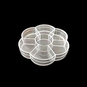 Plastic Clear Round Jewelry Box 7 Grids Travel Plum Flower Shaped Jewelry Bead Organizer Box Storage Container Case for Crafts Screws Small Parts (3 Pack)