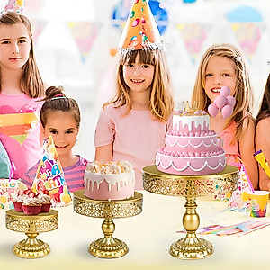 3-Pack Cake Stands, Round Metal Cupcake Stands for Dessert Table, Dessert Display Cake Stands, Brithday Wedding Party Celebration Dessert Cake Display Plates(Gold)