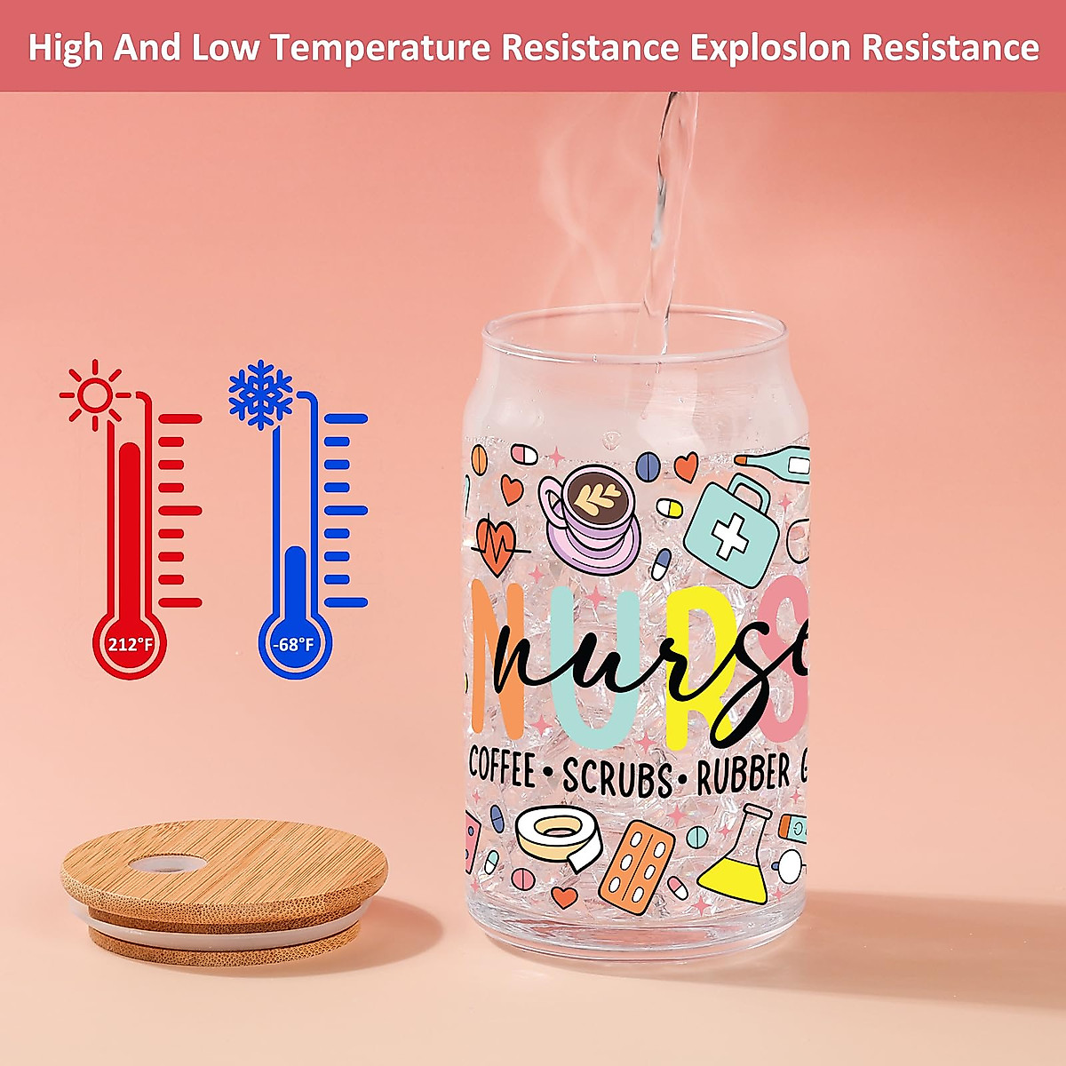 AYGE Nurse Gifts for Women, Nurses Week Gifts- Thoughtful Nurse Appreciation Gift Set - Includes Iced Coffee Cup/Candle/Tote Bag, Makeup Bag/Greeting Card, Nurse Graduation Gift