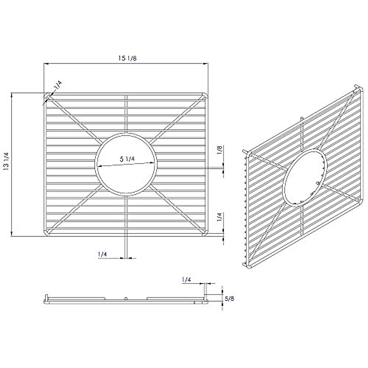 ALFI brand ABGR3618L Stainless Steel Kitchen Sink Grid for Large Side of AB3618DB, AB3618ARCH