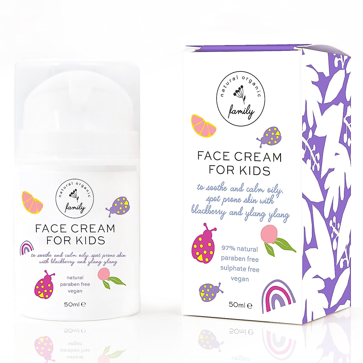 Gentle Face Cream Moisturizer for Kids and Preteens – Nourishing and Calming for All Skin Types – Natural Ingredients: Hyaluronic Acid and Vitamin E - Made in UK 50ml
