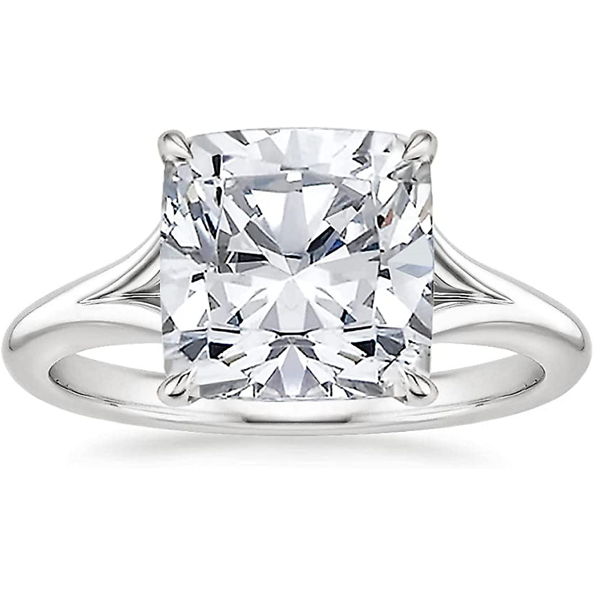 Moissanite World Cushion Brilliant Cut 5 Carat White Excellent VVS1 Moissanite Diamond Sterling Silver Halo Engagement/Wedding Ring Set for Women, Bridal Statement Ring Set (5)