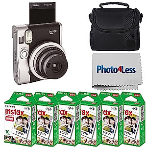 Fujifilm Instax Mini 90 Neo Classic Instant Film Camera with Fujifilm Instax Mini Instant Film, 10 Sheets x 5 Packs + Case Deluxe Bundle