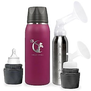 Breastmilk Chiller Reusable Storage Container by CERES CHILL | Cooler - Keeps Milk at Safe temperatures for 20+ Hours | Bottle Connects w/Major Pumps, 12 to 34oz (1 Chiller, Don’t Call Me “Hon” Plum)