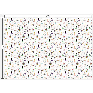 Princesses and Unicorns Girl Birthday Gift Wrap by Revel—Princess Wrapping Paper Folded flat, 27 x 39 inches