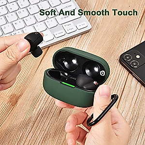 AIRSPO Case Compatible with Sony WF-1000XM4 Silicone Protective Skin Case Cover for Sony Wireless Earbuds (Midnight Green)