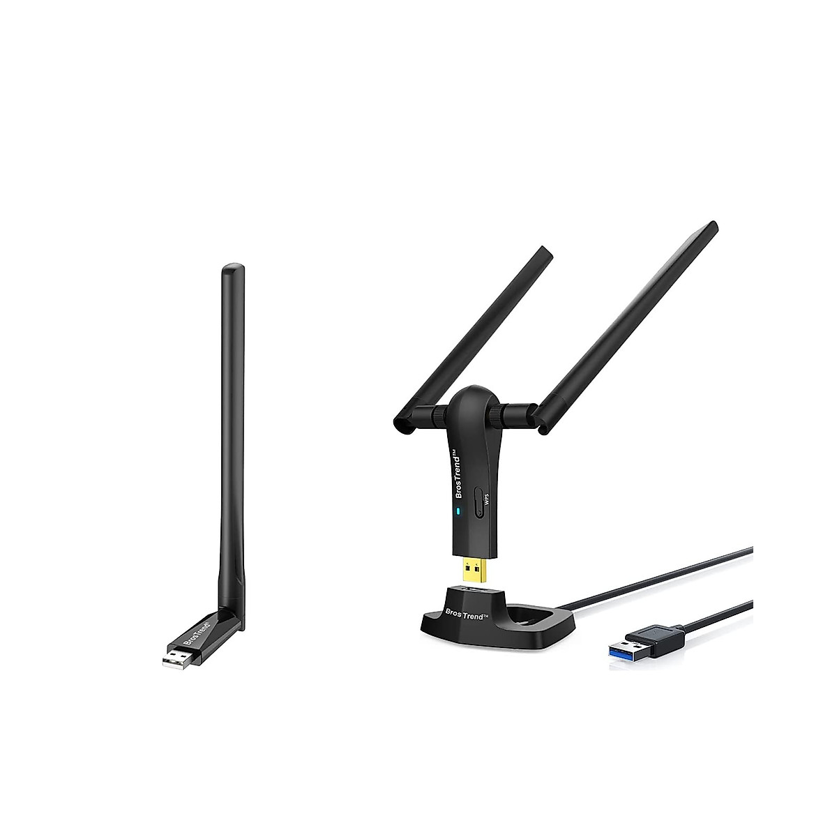 BrosTrend 1200Mbps Long Range USB WiFi Adapter for PC Desktop Laptop of Windows 11/10/8.1/8/7 and BrosTrend 650Mbps Linux WiFi Adapter for Ubuntu, Mint, Kali, Debian, Kubuntu