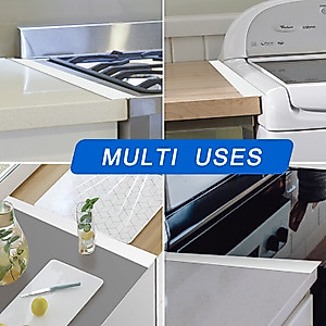 Silicone Stove Counter Gap Cover (2 Pack),Easy Clean Heat Resistant Wide & Long Kitchen Stove Gap Filler,Seals Spills Between Counters, Oven, Stovetops, Washing Machines, Washer, Dryer(21in, White)