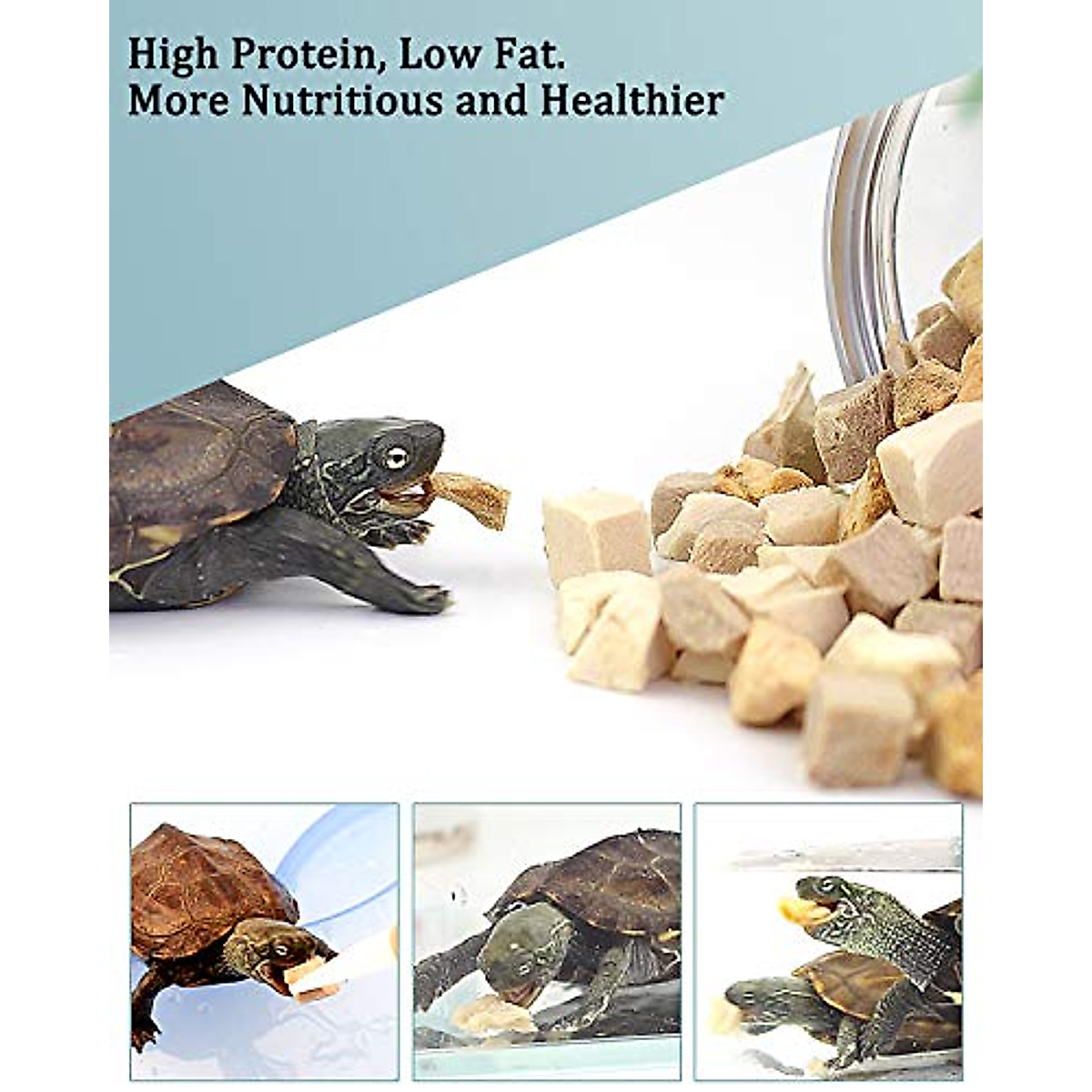 BNYEE 3 in 1 Meat Turtle Food - Chicken & Duck & Fish Meat Natural Freeze Dried Human-Grade Turtle Treats