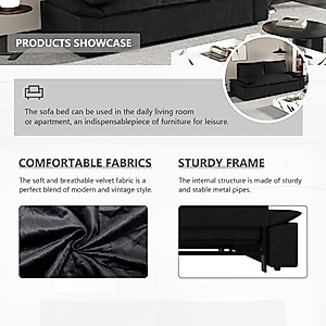 VEPXXP 70.1" Convertible Sleeper Sofa with Pull Out Bed, Futon Sofa Bed Queen Size, Black Loveseat Sofa for Living Room, Small Space Sofa Cama for Apartment