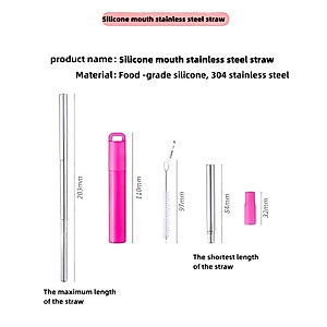 Metal Reusable Straws, 3 Pack Collapsible Portable Stainless Steel Straws, with Plastic Housing Silicone Tips and Cleaning Brush, Retractable Portable Pocket Drinking Straws