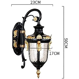 DUBOXX Outdoor Wall Lamp Rustic Loft Mediterranean Style Wall Sconces Black Gold Finish Waterproof Fixture High Clear Glass Antique Wall Light Exterior House Decoration Porch Patio