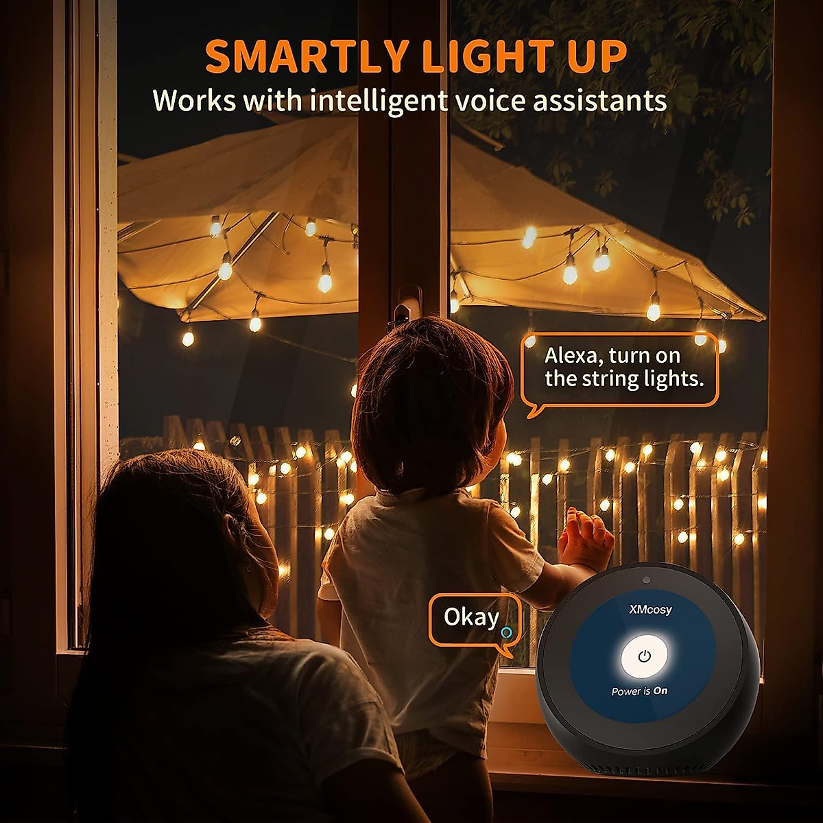 XMCOSY+ Patio Lights, Smart Outdoor String Lights 50Ft, G40 Globe Patio Lights with 25 Dimmable LED Bulbs, APP Control, Work with Alexa, Connectable Waterproof LED Outdoor Lights for Patio Porch