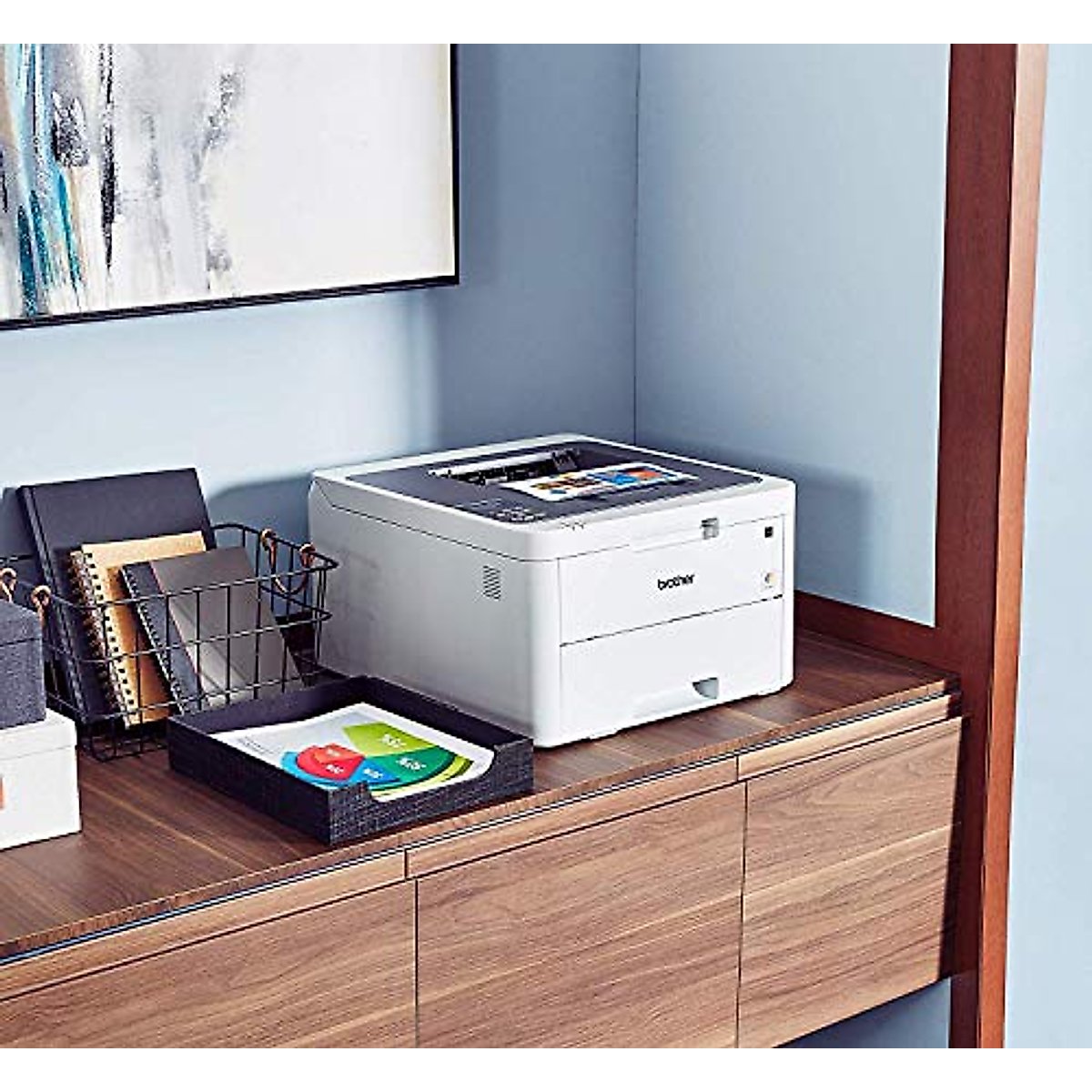 Brother HL-L3210CW Compact Digital Color Printer Providing Laser Printer Quality Results, Built-in Wireless, 250-sheet Paper Tray, 600 x 2400dpi, Works with Alexa, Bundle with JAWFOAL Printer Cable