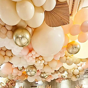 Double Stuffed Nude Balloons, Blush Nude Balloon Arch,18 12 10 5 Inch Double Stuffed Cream Peach Balloon Different Sizes for Neutral Baby Shower,Boho Party,Gender Reveal Party,Bridal Shower (Nude)