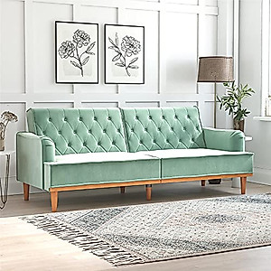 Mr. Kate Stella Vintage Convertible Sofa Bed Futon, Teal Velvet