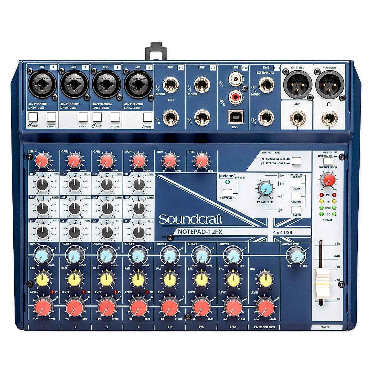 Soundcraft Notepad-12FX 12-Channel Mixer w/ 4x4 USB Interface with Lexicon Effects Bundle with Samson SR850 Professional Semi-open Studio Reference Monitoring Headphones