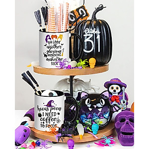Halloween Coffee Mugs Set of 2 Witch Cup Fall Mugs Coffee Gift Funny Novelty Halloween Tea Cups Farmhouse Autumn Tiered Tray Decorations Present Treat or Trick Couple Halloween