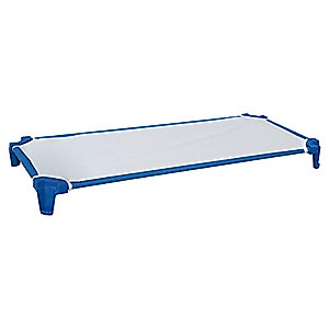 Wood Designs Stackable Daycare Cots for Kids, 52", Blue, Ready-to-Assemble, with Cot Sheets, 87820 [Set of 6]