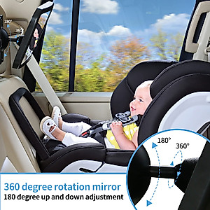 SZJHKJ Baby Car Mirror, Safety Car Seat Mirror for Infants, Wide Crystal Clear View, No Assembly Required, Adjustable, Crash Tested and Anti-Fall Double Seat Belt