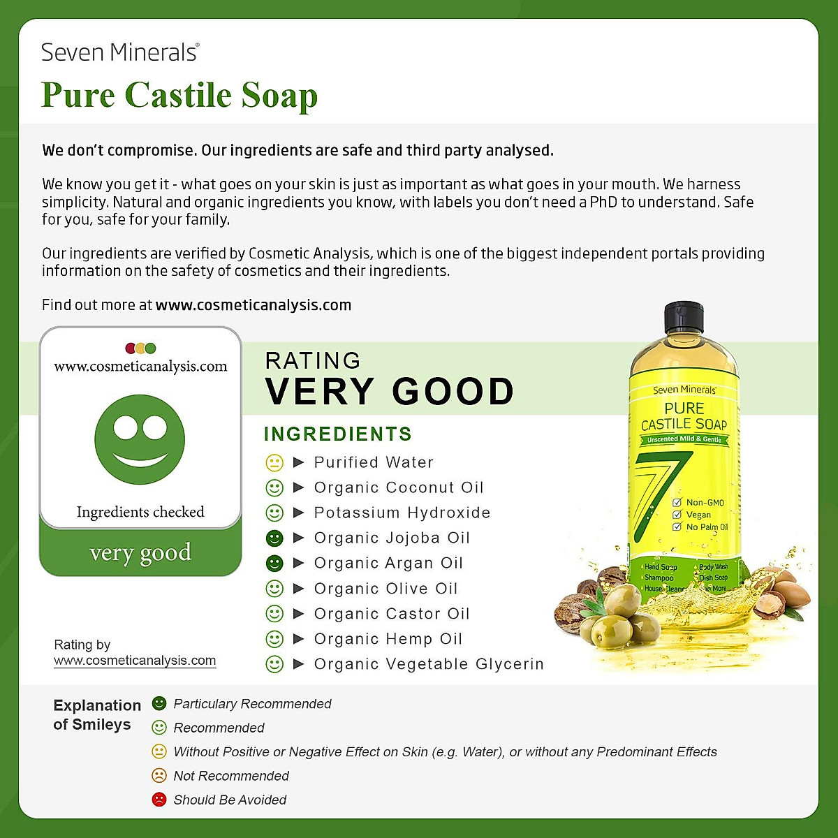 Seven Minerals EWG Verified Unscented Castile Soap & Sweet Orange Castile Soap