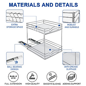 Uoxfill Pull Out Spice Rack Organizer for Cabinet - 2 Tier Sliding Vertical Spice rack, 9 Inch Wide Slide Out Spice Rack Fits 9.3 Inch Wide Cabinet, Chrome