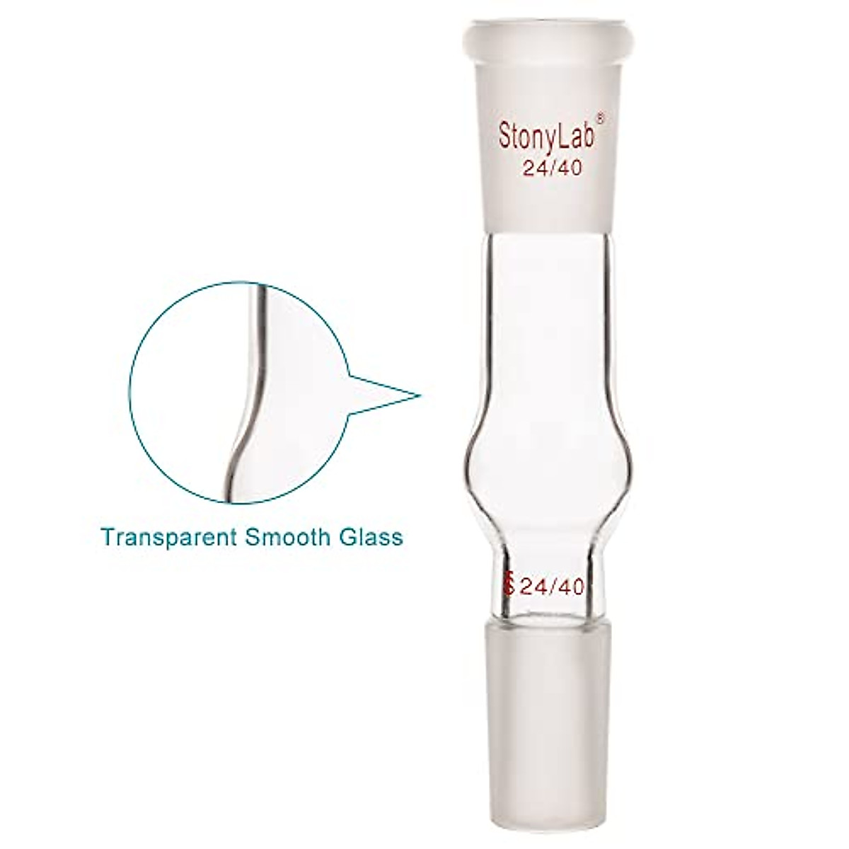 stonylab Glass Straight Drying Tube, Borosilicate Glass Drying Tube Adapter with 24/40 Standard Taper Joints for Laboratory Lab Supply