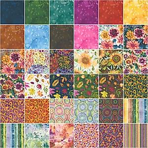Floribunda Charm Pack by Create Joy Project; 42-5" Precut Fabric Quilt Squares