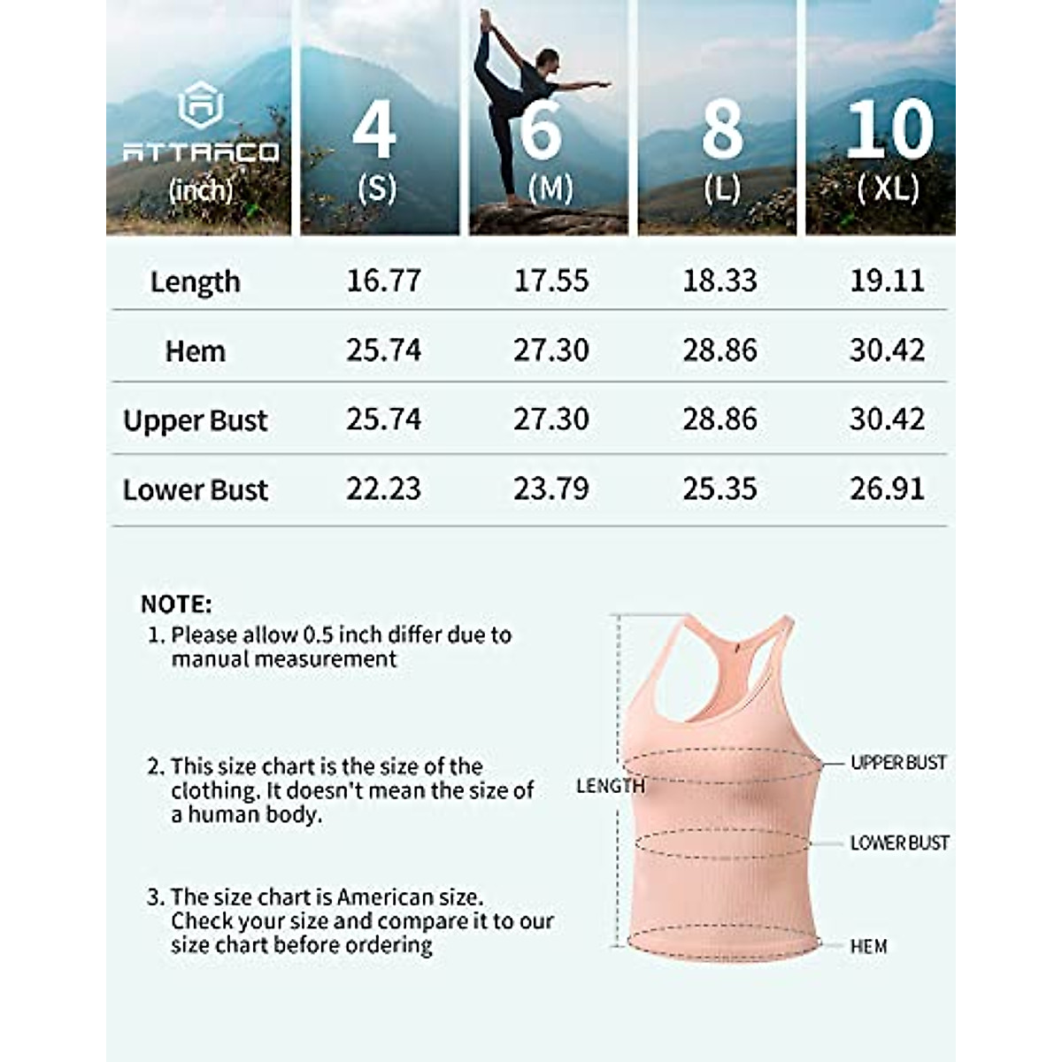 ATTRACO Women's Longline Sports Bra Tank Top Padded Athletic Yoga Tops Tight Fit Green