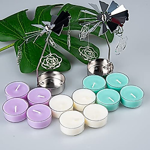 Tea Lights Candles Holders - Scented Tea Lights Candles Silver DIY Spinning Tealight Candle Holder &amp;12pcs Scented Tealight Candles Decorative Christmas Wedding Candles Sets for Home Decor