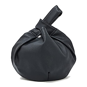 Earnda Small Tote Bag for Women Soft Volume Top Handle Bag Wristlet Knot Clutch Pouch Black