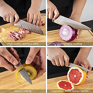 Knife Set,15 Pcs Kitchen Knife Set,Stainless Steel Knives with Wooden Block,Professional Chef Knifes Set for Kitchen,Multipurpose sharp knife,gray