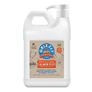 Grizzly Salmon Plus Omega Fatty Acids Food Supplement for Dogs & Cats (Various Sizes) - Wild-Sourced Omega 3-6-9, Wild Alaskan Salmon Oil (64 Fl Oz)
