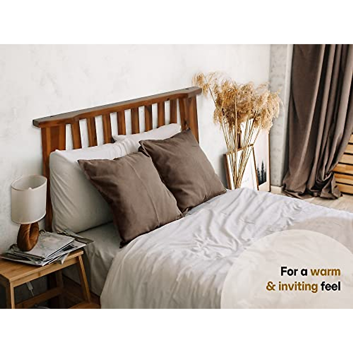 Acacia Kaylin Bed Frame with Headboard Solid Wood Platform Bed, Scandinavian Signature 45 inch High Headboard Wood Bed Compatible with All Mattress Types, 30 Mins Assembly, Twin Bed Frame, Caramel