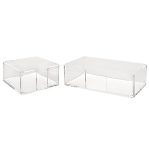 Guest Towel Holder Tray Bathroom Paper Hand Towels Caddy Basket Acrylic Holder Bathroom Accessories Clear Bathroom Storage and Organization or Dinner Napkin Holders 4.5" x 9" x 2.5 Made in USA