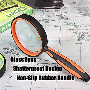 Ocim 2 Pack 75mm 10X Magnifying Glass, Kids Magnifying Glass,Magnifier with Non-Slip Rubber Handle for Seniors Reading and Kids Nature Exploration