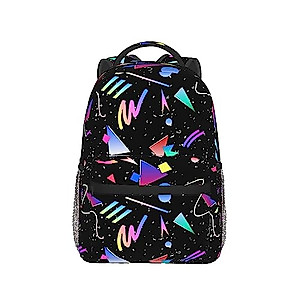 MANQINF Funny 80S 90S Pattern Backpack Casual Hiking Camping Travel Backpacks Lightweight Daypack Bag Women Men Bookbag