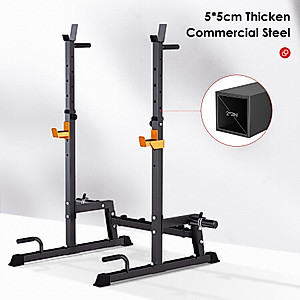 SincMill Squat Rack Machine,Barbell Rack,Folding Weight and Bench Press Rack Stand,Adjustable Height and Width.With Pull Up,Push Up Bars.Can Load 600Lbs