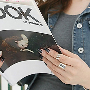 SILBERTALE 14mm Wide 925 Sterling Silver Plain Big Adjustable Open Finger Ring Cuff Thumb Ring Band Fits US Size 5-7