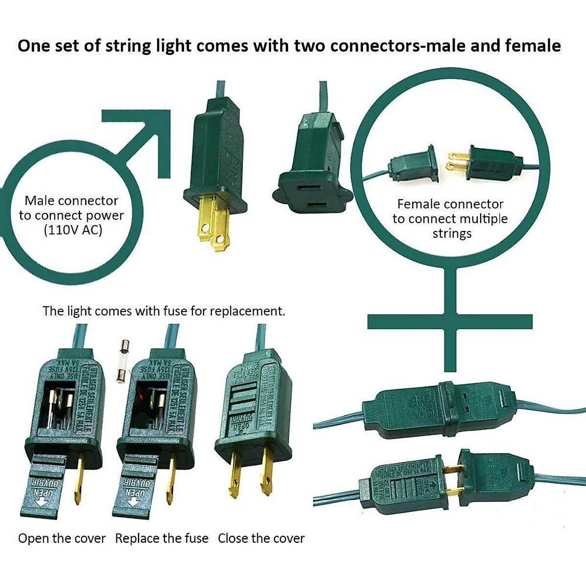 SUNSGNE 25Ft Christmas String Lights, G40 Globe String Light with 27 Clear Bulbs, UL Certified for Outdoor Indoor Garden Party Wedding Pergola Backyard Patio Xmas Decoration, Green Wire