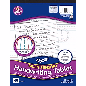 Pacon Multi-Sensory Ruled Handwriting Tablet, White