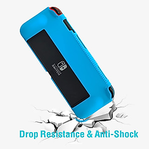 Kconn Silicone Case Compatible with Nintendo Switch OLED 2021 - Soft [Anti-Slip] [Shock Proof] Protective Cover with Ergonomic Grip Design, Drop Protection Grip Case (Classic Blue)