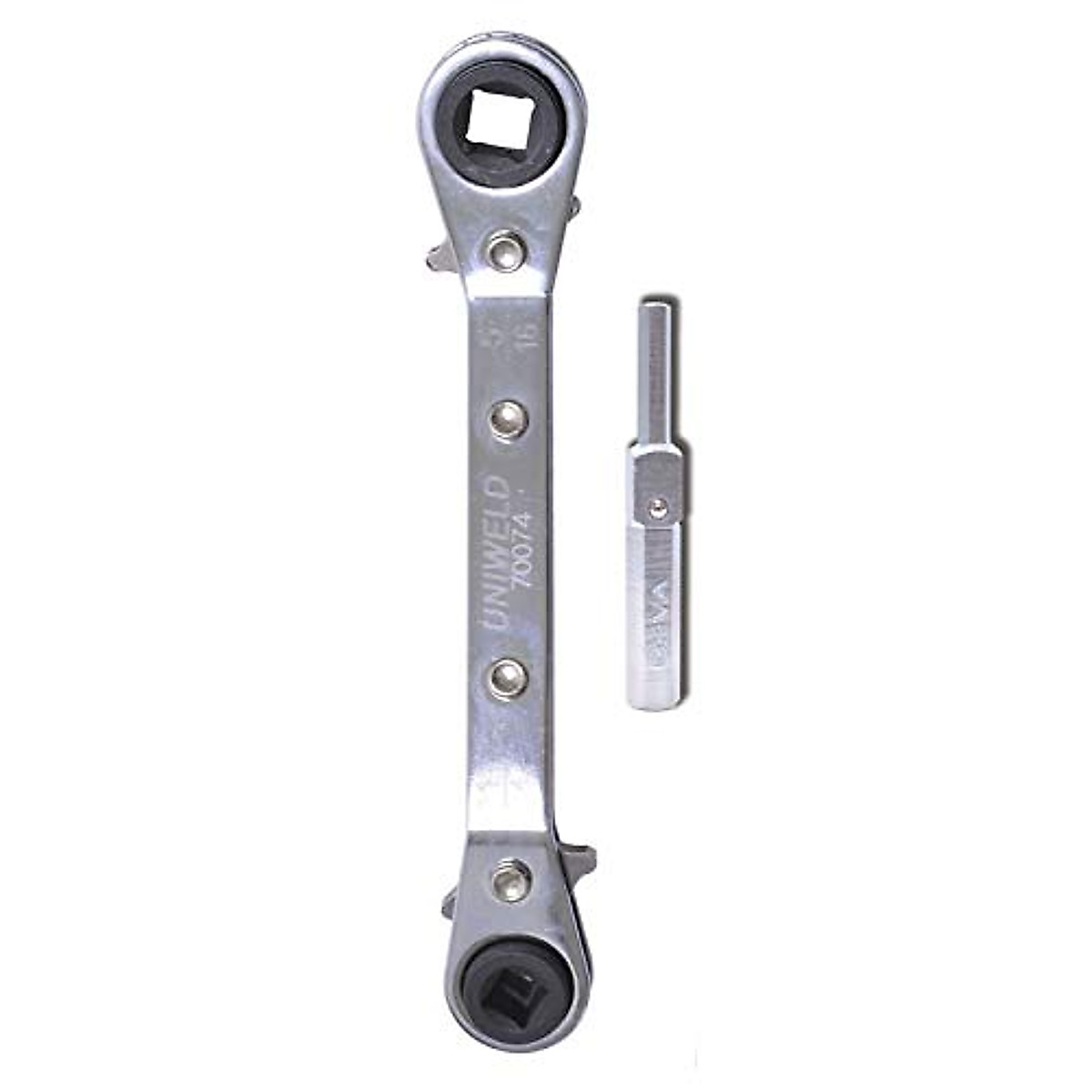 Uniweld 70074 Offset Ratchet (3/16,1/4,5/16,3/8) with DHVA Dual Hex Wrench Adapter