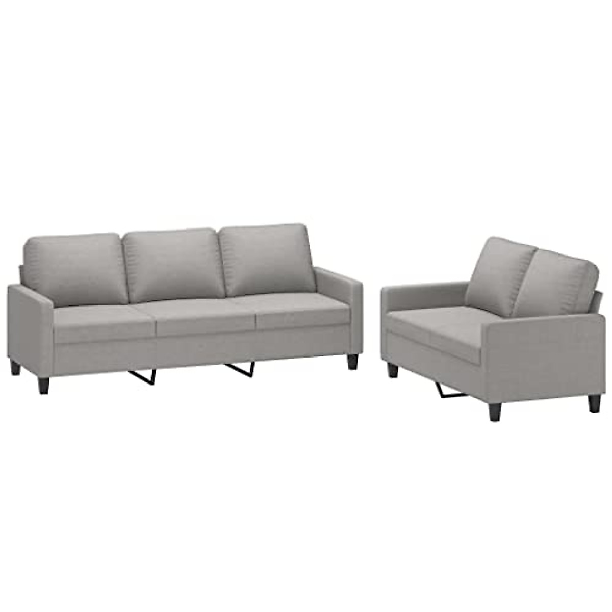 vidaXL Sofa Set 2 Piece with Cushions Living Room Seating Upholstered Leisure Sofa Couch Settee Armchair Furniture Dark Gray Fabric