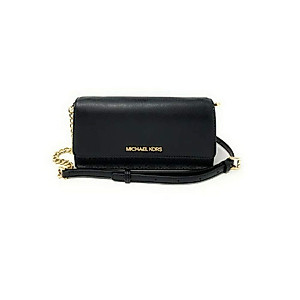 Michael Kors JET SET ITEM LARGE WALLET ON A CHAIN CROSSBODY BAG (Black)