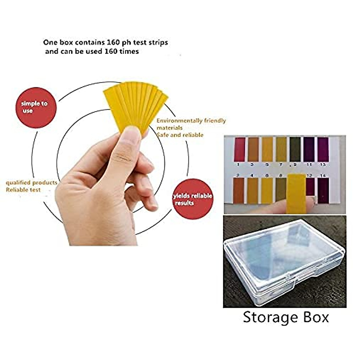Ph 1-14 Test Paper Litmus Test Paper 180 Strips pH Test with Storage Case for Urine Saliva Drinking Water Pool Spa Soap Liquids Food and Diet pH Monitoring (2 Pack with Storage Case)