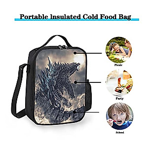 Insulated Lunch Box for Boys Girls, Reusable Dinosaur Lunch Bag, Waterproof Cooler Tote Bag with Adjustable Shoulder Strap and Water Bottle Holder